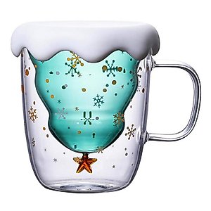 MUCHENGGIFT Cute Mug Christmas Tree Coffee Mugs, Tea Milk Cup Double Wall Insulated Glasses Espresso Cup, Best Christmas Gifts for Women,Men,Kid, Office