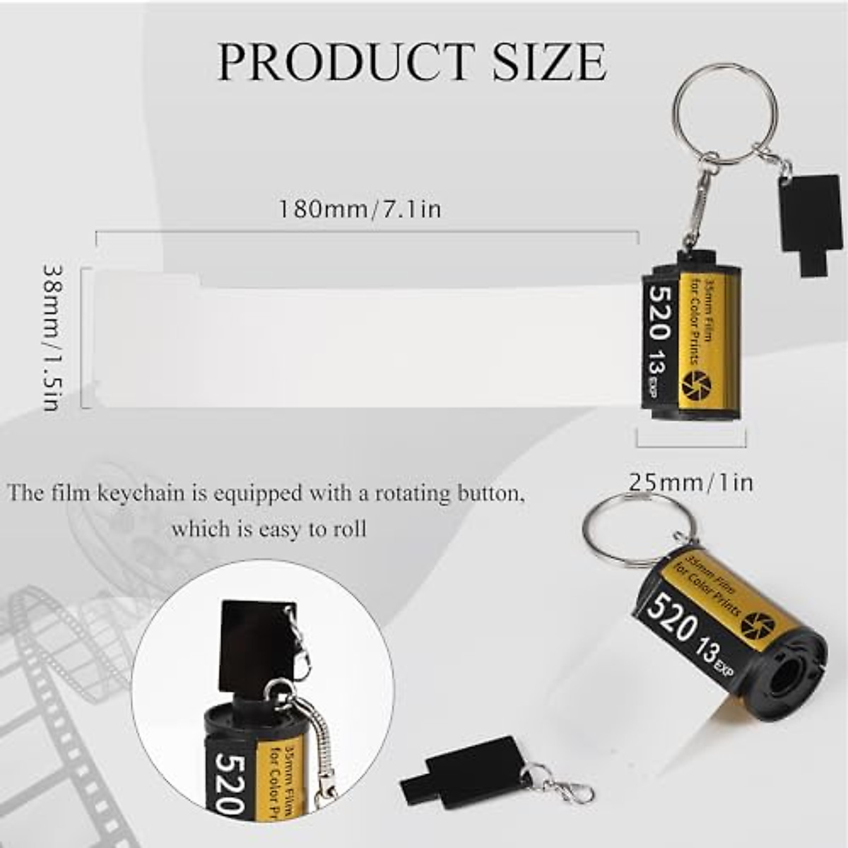 Guiqulai 6 Pack Sublimation Film Roll Keychain Personalized Photo Keychain Camera Memory Keychain Double Sided Sublimation Reel Album (4)