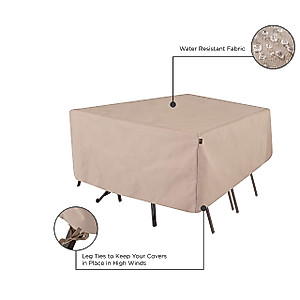 Modern Leisure 2923 Chalet Patio Table & Chairs, Furniture Set, Outdoor Cover, for Rectangular and Oval Tables (44 L x 72 D x 23 H) Water-Resistant, Beige