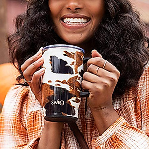 Swig Life 18oz Travel Mug, Insulated Tumbler with Handle and Lid, Travel Coffee Mug, Cup Holder Friendly Travel Mug, Stainless Steel 18 oz Tumbler, Reusable Insulated Tumbler with Lid (Lazy Daisy)