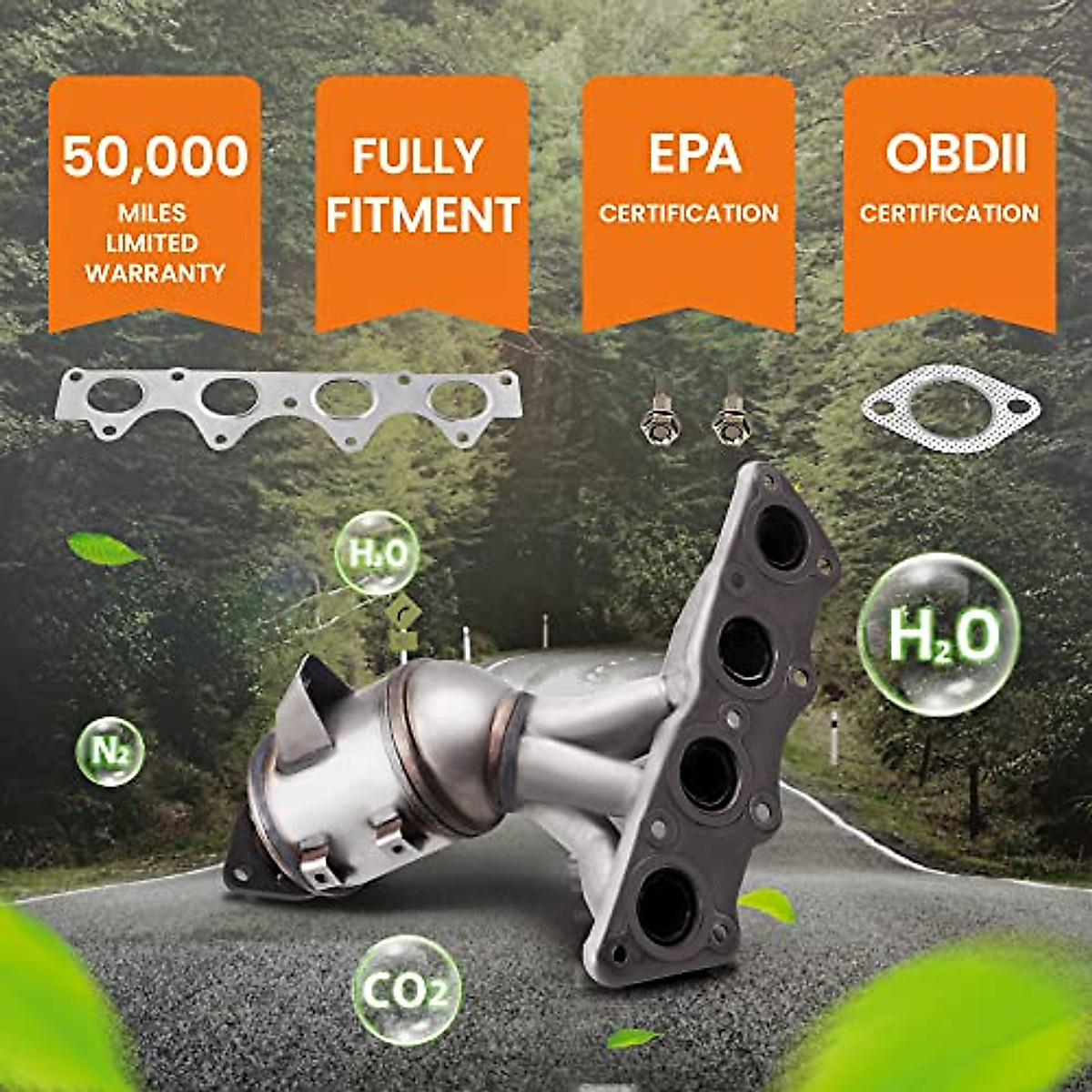 maXpeedingrods Exhaust Manifold Catalytic Converter for Hyundai Accent for Kia Rio Soul 2012 2013 2014 2015 2016 2017, Direct-Fit,EPA Compliant,w/Gasket Bolts