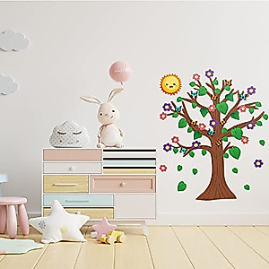 168 Pieces Classroom Tree Bulletin Board Set Seasonal Tree Winter Fall Spring Summer Tree Decor Family Tree Board Tree Classroom Tree with Seasonal Cutouts for Back to School Classroom Decor