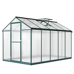6x10 FT Greenhouse for Outdoors, Polycarbonate Greenhouse with Quick Setup Structure and Roof Vent, Aluminum Large Walk-in Greenhouse for Outside Garden Backyard, Green