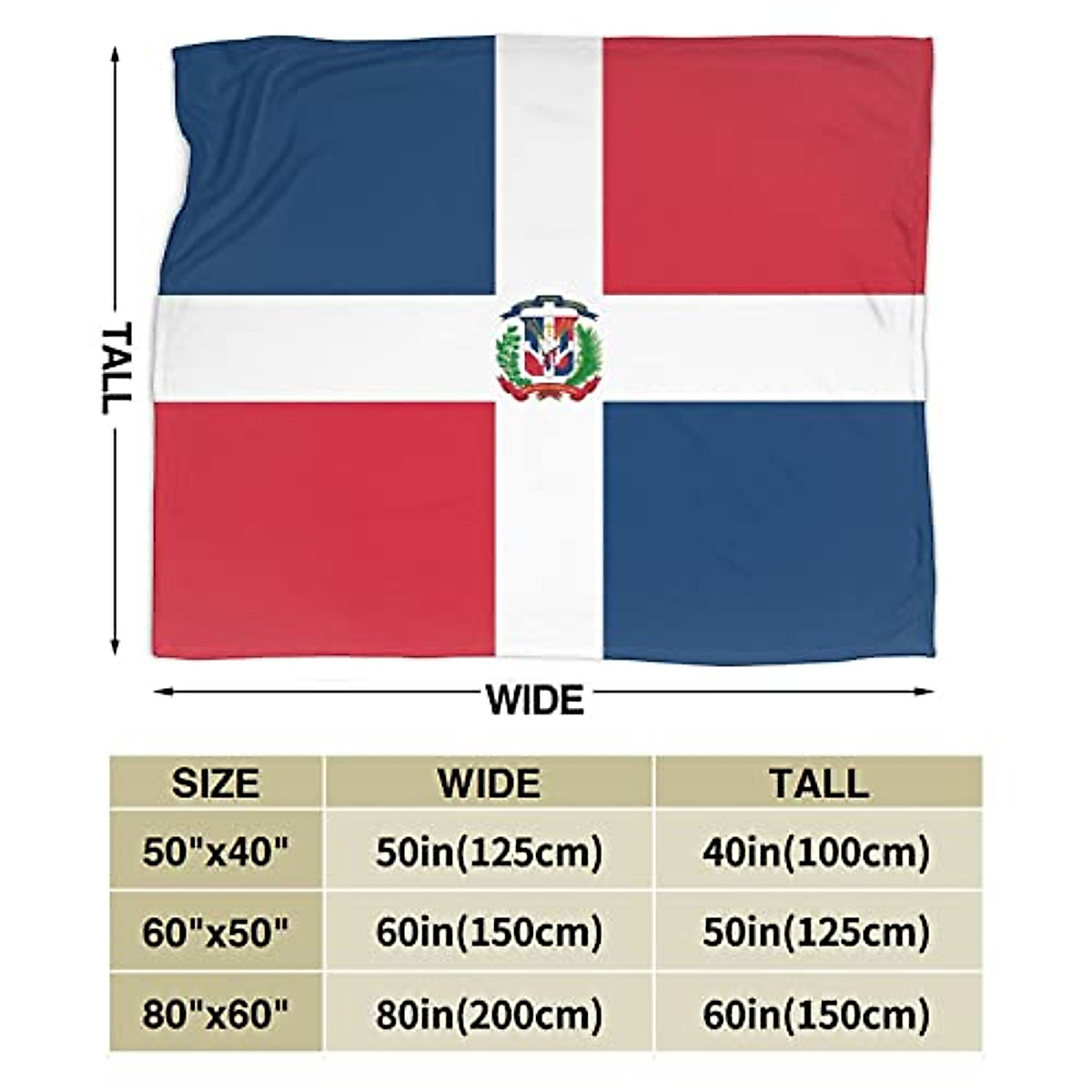 Flag of The Dominican Republic Blanket Printed Flannel Throw Blanket 50"X40" Anti-Pilling Blanket Bed Sofa Living Room Bedroom