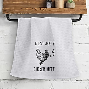 OHSUL Guess What Chicken Butt Highly Absorbent Kitchen Towels Dish Towels Dish Cloth,Funny Chicken Hand Towels Tea Towel for Bathroom Kitchen Decor,Chicken Lovers Farm Women Girls Gifts
