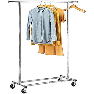 DRM Folding/Collapsible Clothing/Garment Rack,250 lbs Heavy-Duty Rolling Clothes Organizer Rack,Chrome