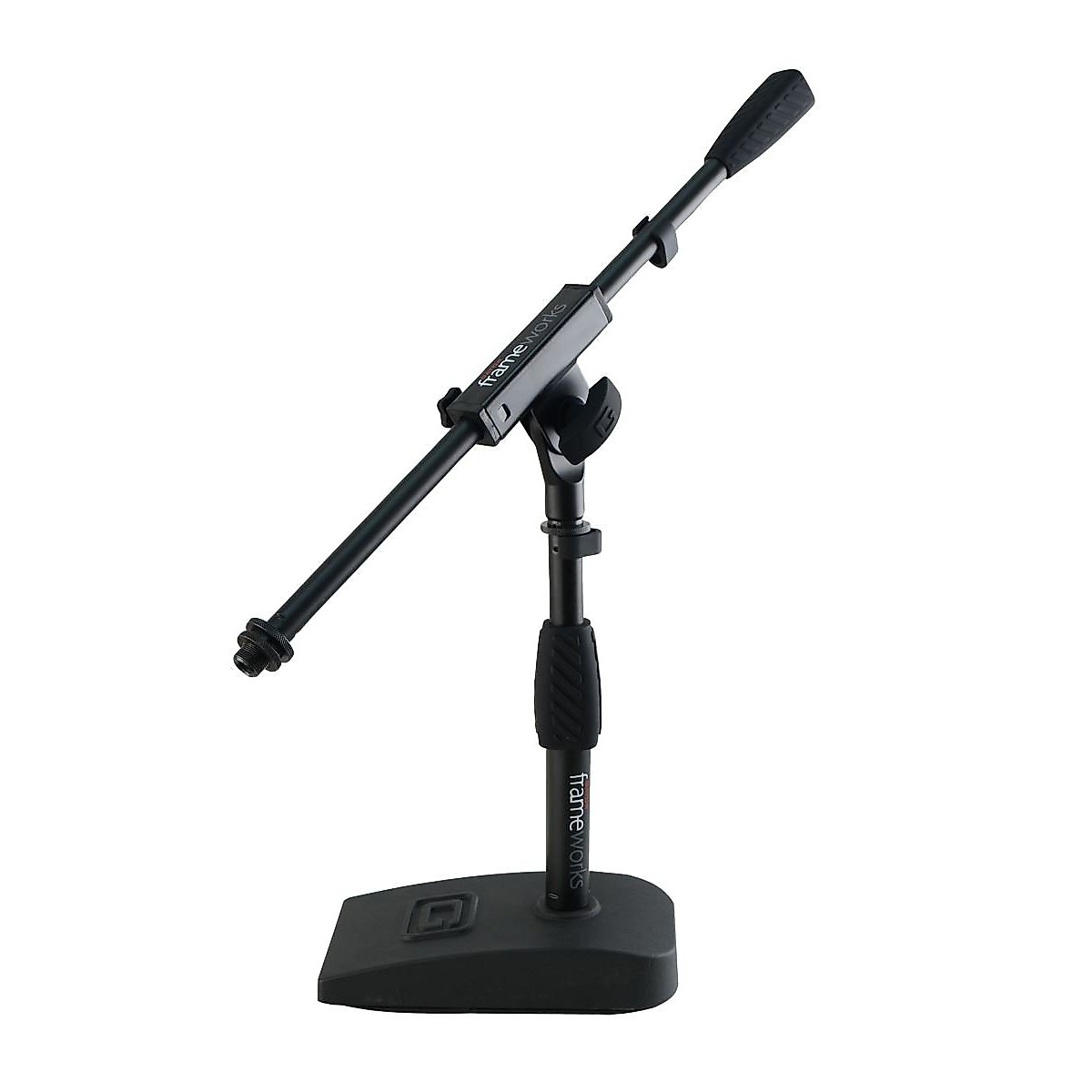 Gator Frameworks Short Weighted Base Microphone Stand with Soft Grip Twist Clutch, Boom arm, and both 3/8" and 5/8" Mounts; Base Dimensions - 4.5" X 8" (GFW-MIC-0821)