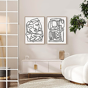 ArtbyHannah Framed Canvas Wall Art Set, Large Contemporary Abstract Wall Art, Framed Minimalist Wall Art for Modern Living Room bedroom office, 20"x28"x2