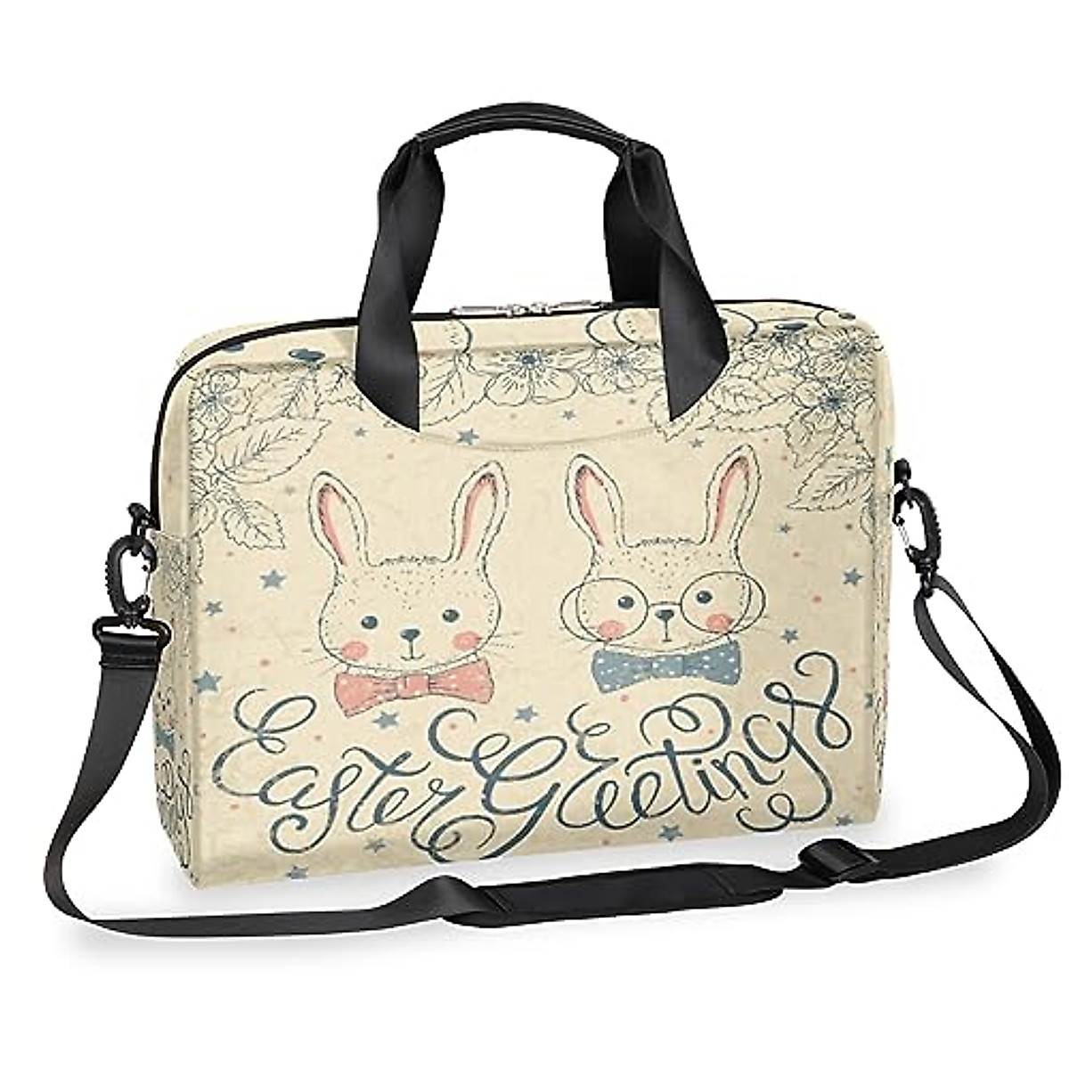 Cute Bunny Couple Laptop Bag for Women Men Business Crossbody Computer Bag Laptop Case Water Resistant Travel Messenger Briefcase with Handle Fits 13 14 15 16 Inch Notebook and Laptop
