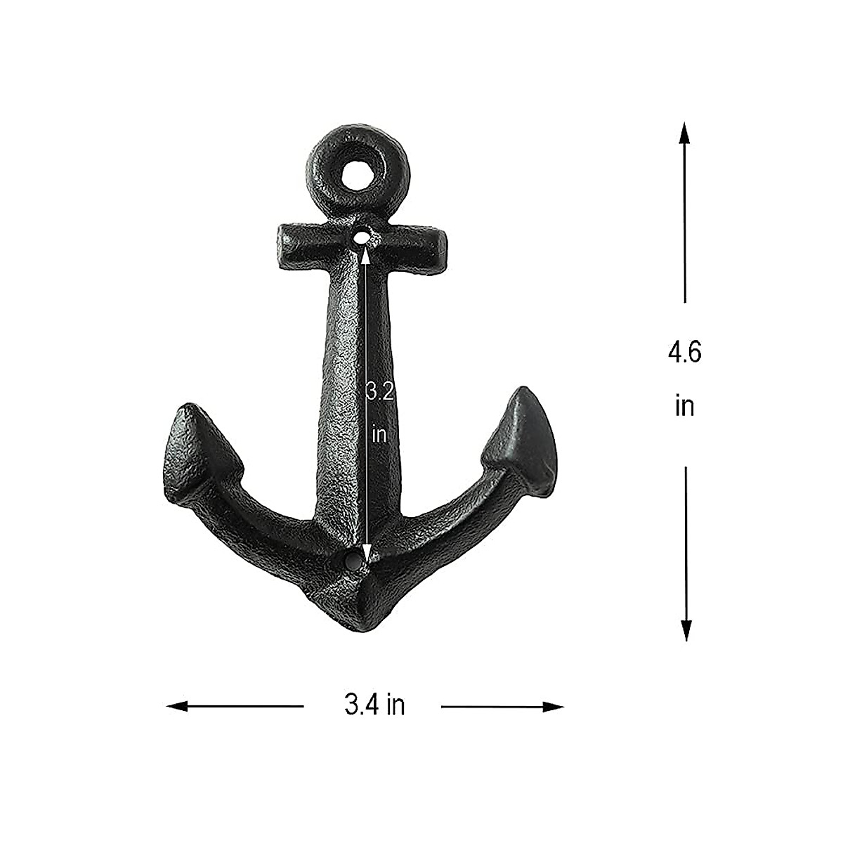 5 Packs Anchor Shape Hooks Vintage Hook Cast Iron Wall Wood Mounted Coat Hat Hooks Antique Black