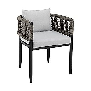 Armen Living Felicia Modern Outdoor Patio Dining Chair, Standard, Black