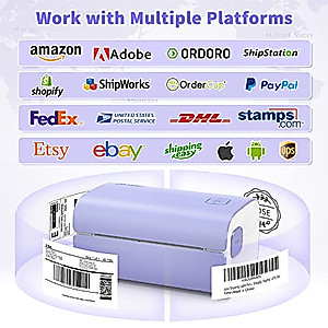 Jiose Bluetooth Thermal Shipping Label Printer - Desktop Shipping Label Printer - Print Custom Stickers - Support Chrome OS, Mac, Windows, Android, iOS for 4x6 Shipping Package Labels