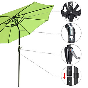 Yescom 9ft 32 Solar Powered LED Light Outdoor Patio Umbrella with 8 Rib Crank Tilt for Table Market Beach Yard Cafe Deck