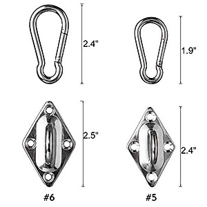 DOEWORKS Shade Sail Hardware Sun Shade Sail Kit 6 Inch Heavy-Duty Stainless Steel Sets for Triangle Shade Sails Outdoor Installation