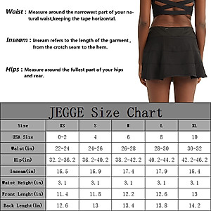 JEGGE Women's Pleated Tennis Skirts with Built-in Shorts & 3 Pockets Workout Running Golf Sports Casual Skorts (Black, M)