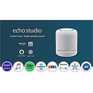 Echo Studio | Our best-sounding smart speaker ever - With Dolby Atmos, spatial audio processing technology, and Alexa | Glacier White