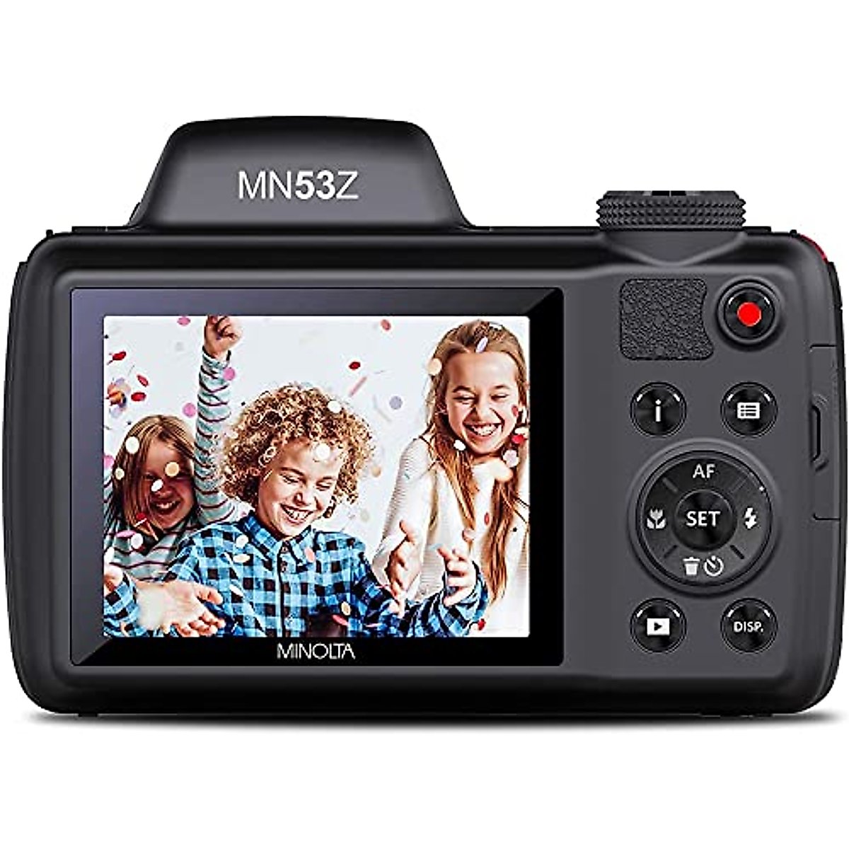Minolta MN53Z-R Pro Shot 16MP Digital Camera with 53x Optical Zoom, Red Bundle with Lexar Professional 633x 64GB UHS-1 Class 10 SDXC Memory Card and Deco Gear Camera Bag (Small) with Accessory Kit