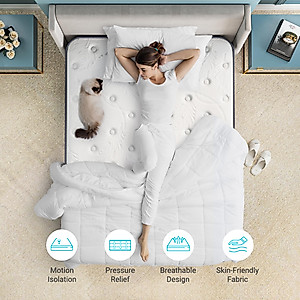 Serweet 10 Inch Memory Foam Hybrid Full Mattress - Heavier Coils for Durable Support - Pocket Innersprings for Motion Isolation - Pressure Relieving - Medium Firm - Made in Century-Old Factory