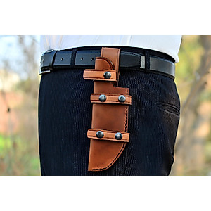 ALZAFASH Handmade Leather Knife Sheath, EDC Knife Holster, Belt Loop Knife Holder, Horizontal Knife Sheath for Belt, Knife Case for Hunting,Fixed Blade,Tracker Knives