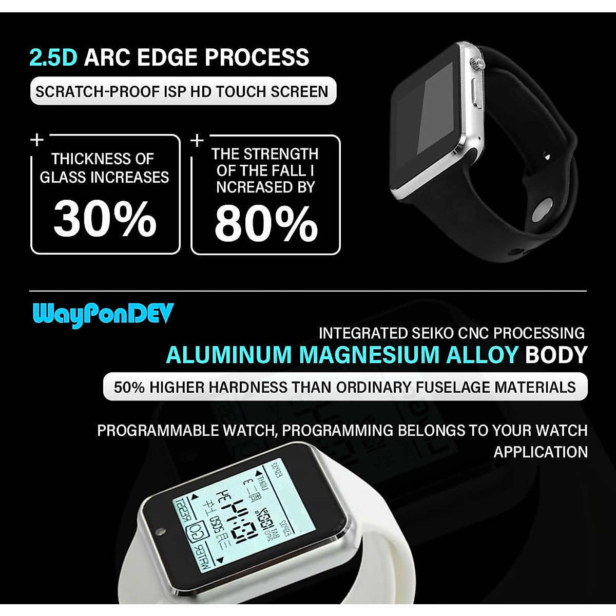 WayPonDEV T-Watch 2020 V3 ESP32-Based Programmable Watch, ESP-IDF or MicroPython(Silver)