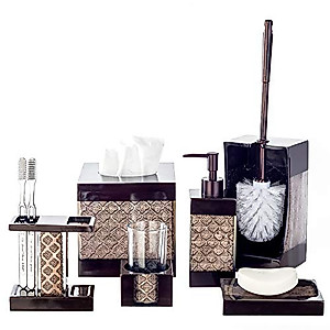 Creative Scents Dahlia Brown Bathroom Trash Can - Small Waste Basket for Bathroom - Durable Space Friendly Waste Bin - Decorative Bathroom Wastebasket for Modern Bathroom, Bedroom Decor