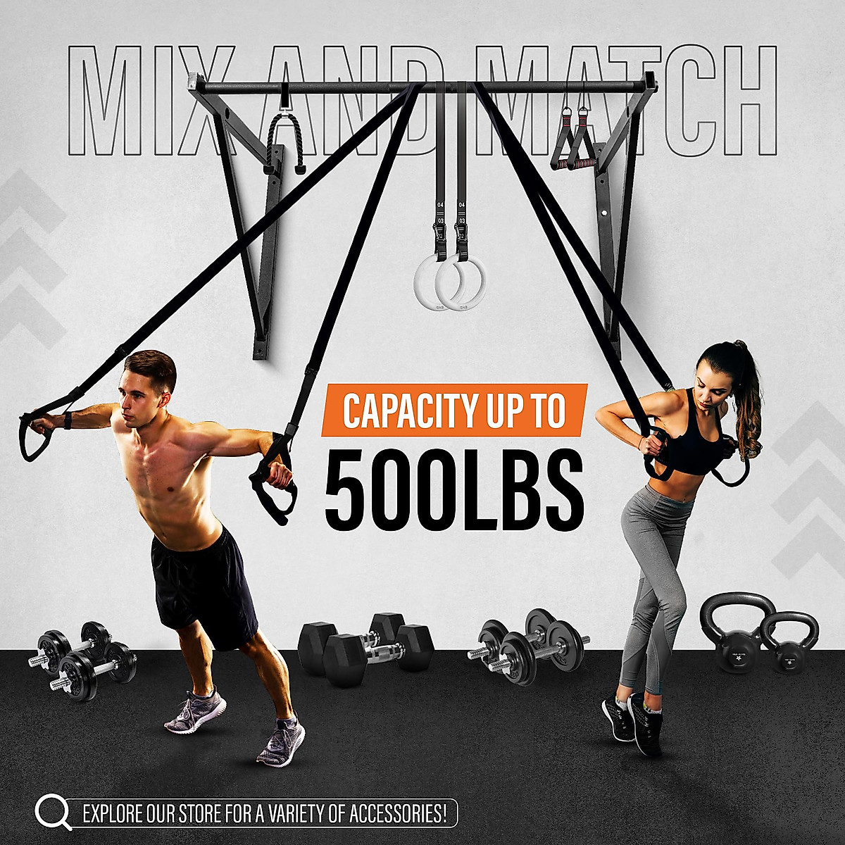 Yes4All Heavy Duty Wall Mounted Pull Up Bar – Multi-Grip Pull Ups / Pull Up Bar Ceiling Mount / Joist Mount for Home Gym