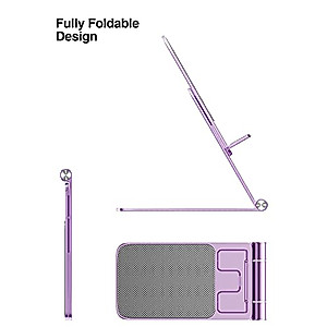 MEISO Cell Phone Stand, Fully Foldable Phone Holder for Desk, Desktop Mobile Phone Cradle Dock Compatible with iPhone, Samsung Galaxy, iPad Mini, Tablets Up to 10” (Lilac Purple)