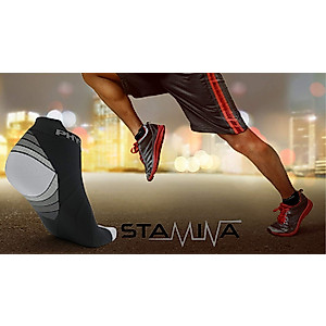 Physix Gear Sport Low Cut Socks Men & Women - Ankle Compression Running Socks (2Pair Blk-Gry L/XL)