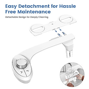 Aresmata Ultra-Slim Bidet Attachment for Toilet - Effortless Non-Electric Self-Cleaning Dual Retractable Nozzles Bidets Toilet Seat, Adjustable Water Pressure Fresh Water Sprayer Baday