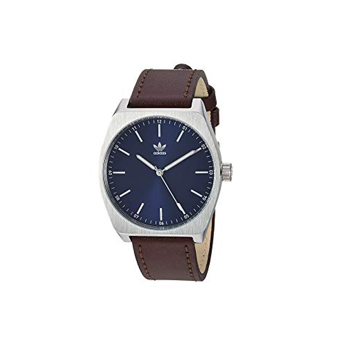 adidas Originals Watches Process_L1. Genuine Leather Strap 20mm Width (38 mm) -Silver/Navy Sunray/Dark Brown