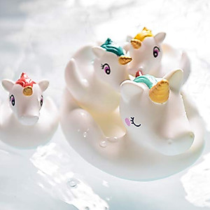 Lightaling Squirt Toys Cute Animal Unicorn Rubber Family Bathtub Pals Bath Toys -Unicorn Floating Bath Tub Toys Value Pack (Set of 4)