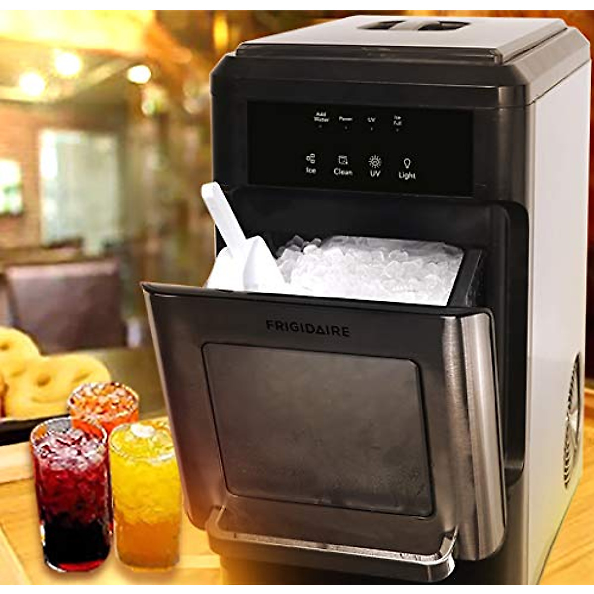 Frigidaire EFIC235-AMZ Countertop Crunchy Chewable Nugget Ice Maker, 44lbs per day, Self Cleaning Function