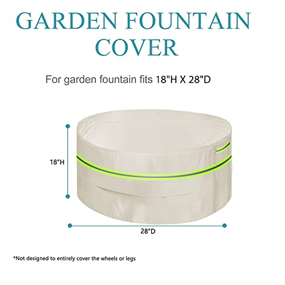 YUYAKACover Kids Water Table Cover Khaki 28”D X 18”H for Sand Water Table Outdoor Waterproof Sunproof and Dustproof with Carrying Handle