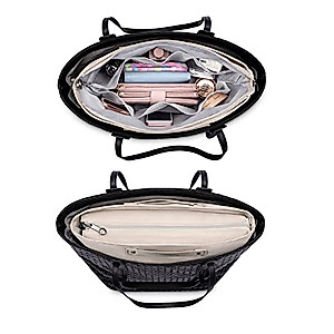 HyFanStr Purse Organizer Insert for Handbags,Tote Bag, Zipper Bag for Women with 15 Pockets, Beige
