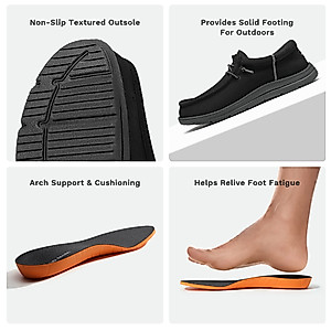 Bruno Marc Men's Arch Support Casual Slip-on Shoes Loafers for Men Non Slip Comfortable Boat Shoes, Black, Size 10, SBLS2302M