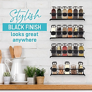 Ultimate Hostess Spice Rack Wall Mount - 4-Tier, Space-Saving Wall Spice Rack Organizer - Wall Mount Spice Rack Organizer for Spice Jars and Seasonings - Screw or Adhesive Hanging Spice Rack for Wall