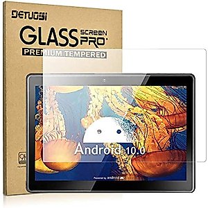 DETUOSI 2 Pack Tablet Screen Protector [9.25 * 6.5" / 235 * 165mm] Tempered Glass Film 【compare size of Tempered Glass Film with Size of your Tablet】