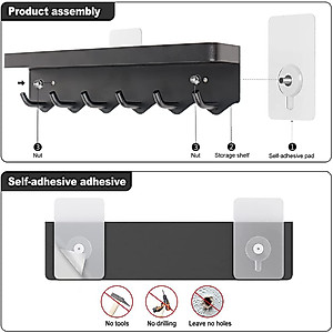 Smile Buzz Wall Mounted Adhesive Key Holder with Tray - Decorative Mail Organizer & 6 Sturdy Hooks for Entryway, Hallway, or Office - Keep Keys Handy & Organized.
