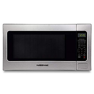 Farberware Countertop Microwave Oven 2.2 Cu. Ft. 1100 Watt, with Smart Sensor Cooking, ECO Mode and LED Lighting, Child Lock, Easy Clean Black Interior, Stainless Steel