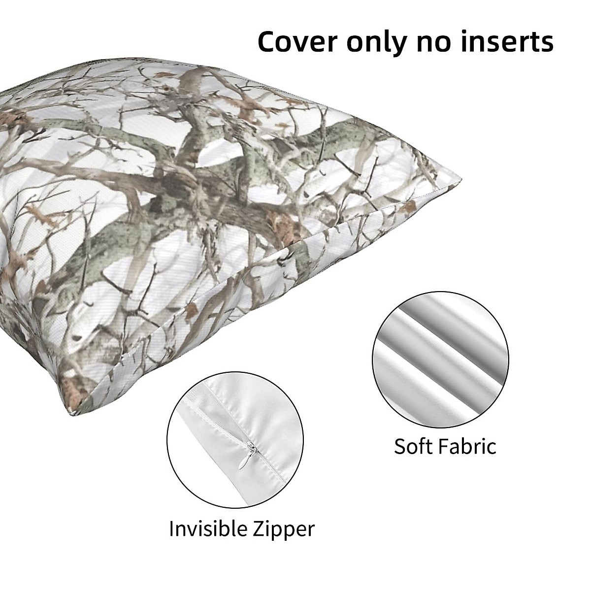 White Tree Camo Printed Pillow Covers Soft Throw Pillow Covers Cushion Pillow Covers Square Pillowcases Decorative Cushion Case for Sofa Couch