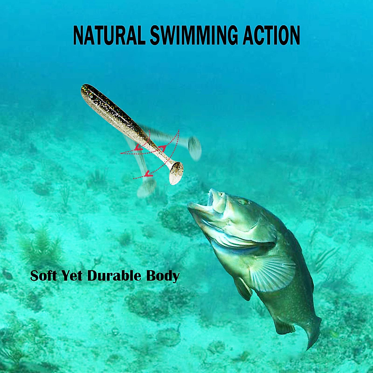 Lanmoon 100pcs Paddle Tail Swimbaits Lures, Soft Plastic Fishing Lures Kit, 2.75" Bass Fishing Bait for Freshwater and Saltwater with Box