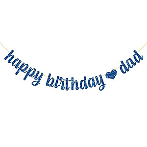 MonMon & Craft Blue Happy Birthday Dad Banner / Father Birthday Party Decor / Happy Father's Day / Dad Birthday Party Decorations Glitter