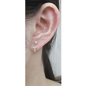 Tiny Dangle Heart Cross Flower 20g Ear Cartilage Helix Surgical Stainless Steel Cubic Zirconia Studs Earrings Screw Backs Ear Tragus Auricle Nose Lip Piercing Jewelry Gifts Bff Birthday (silver)