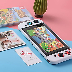 HEATFUN Protective Shell Case for Switch, Dockable White Cover Case for Switch
