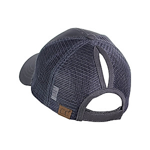 C.C Ponycap Messy High Bun Ponytail Adjustable Mesh Trucker Baseball Cap Hat, Charcoal