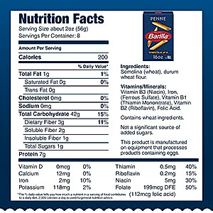 Barilla Penne Pasta, 16 oz. Box (Pack of 12) - Non-GMO Pasta Made with Durum Wheat Semolina - Kosher Certified Pasta