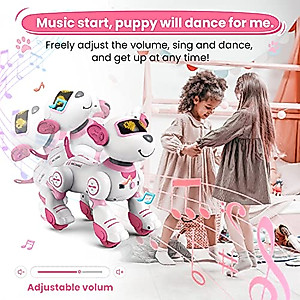 FUUY Robot Dog Toys for Girls Toys Interactive Robot Toy FollowMe Robot for Kids 5-7 Intelligent Remote Control Dog with Sing Dance AI Robotics for Kids Age 3 4 5 6 7 Chrismas Birthday Gifts Girls