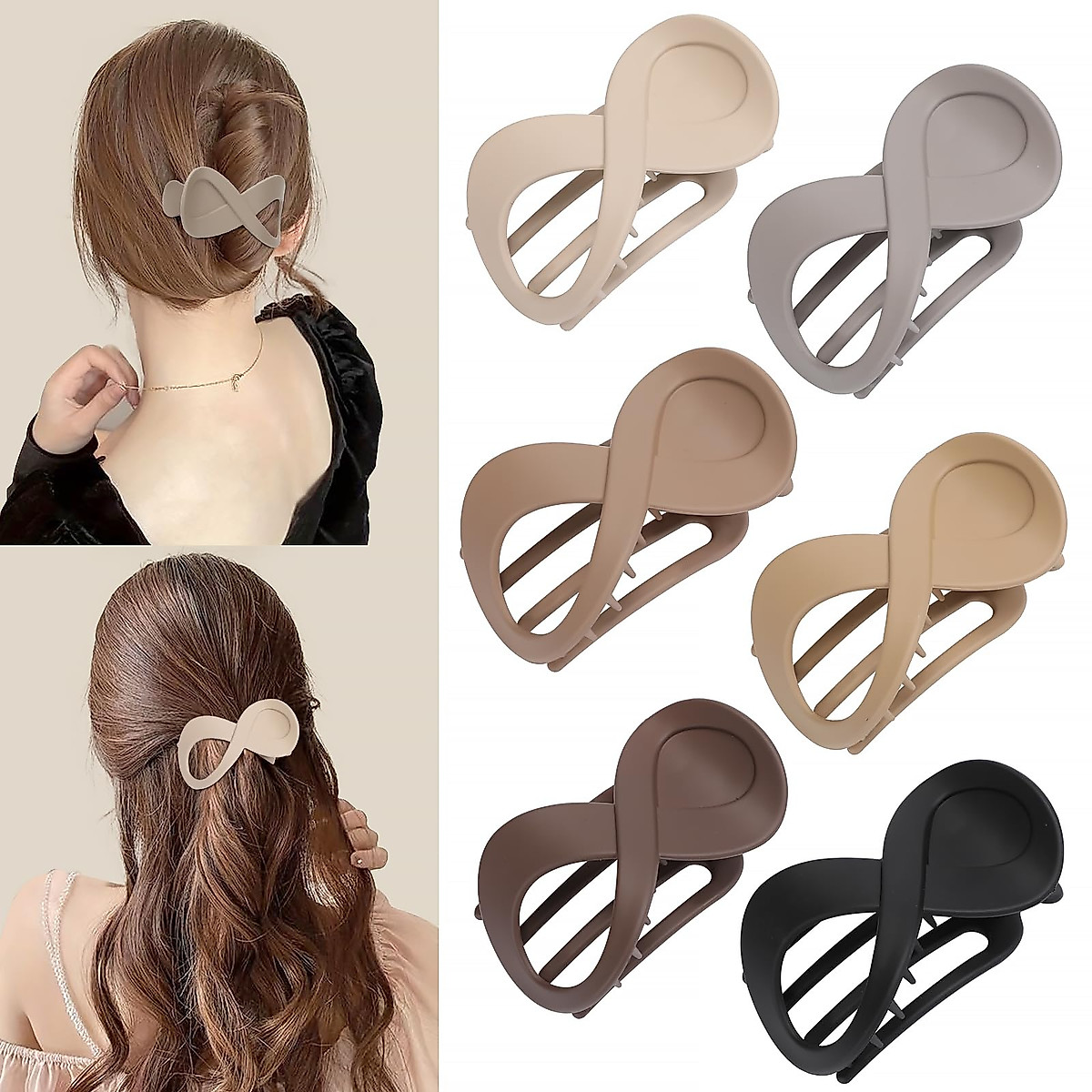 6 Packs Flat Hair Clips, French Concord Hair Clips, Lay Down Claw Clips for Women Girls, Medium Banana Hair Clips for Thin Short Hair, 3.35 Inch Strong Hold Hair Barrettes for Styling Sectioning