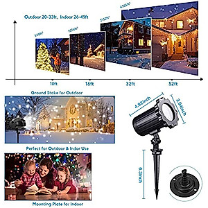Snowfall LED Light Projector, Christmas Rotating LED White Snowflake Lamp with Remote Control for Christmas, Holiday,Halloween,Party,Garden,Wedding,Indoor Outdoor Decorations on Halloween Waterproof