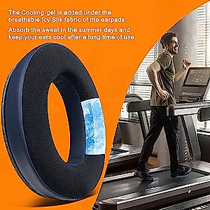 SoloWIT Cooling-Gel Ear Pads Cushions Replacement, Earpads for Bose QuietComfort 35 (QC35) and Quiet Comfort 35 II (QC35 II) Over-Ear Headphones, Softer Leather, Noise Isolation Foam - Navy Blue